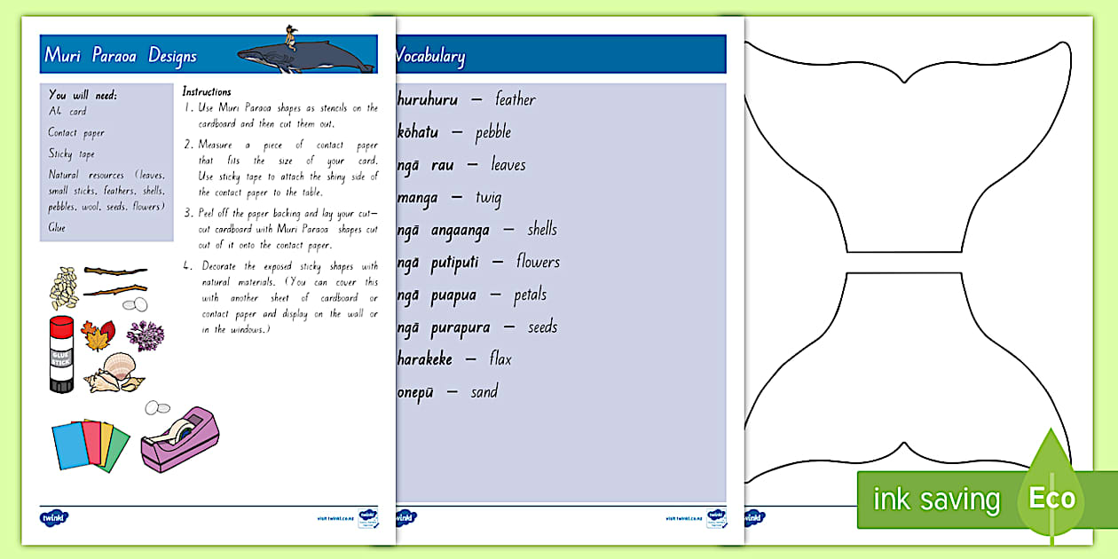 Muri Paraoa Designs Craft Instructions (teacher made)
