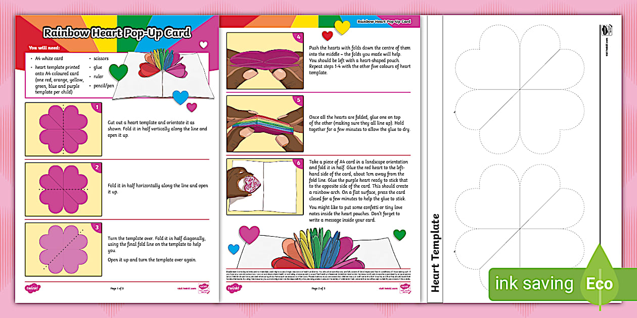 Valentine's Day LGBTQ+ Rainbow Heart Pop-Up Craft Card