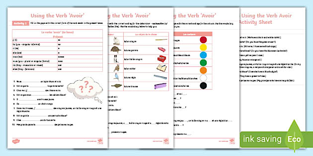 👉 KS2 Avoir (To Have) French Worksheet (teacher made)