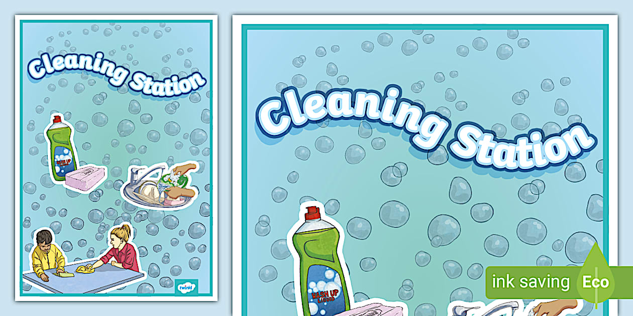 Cleaning Station Display Poster (teacher made) - Twinkl