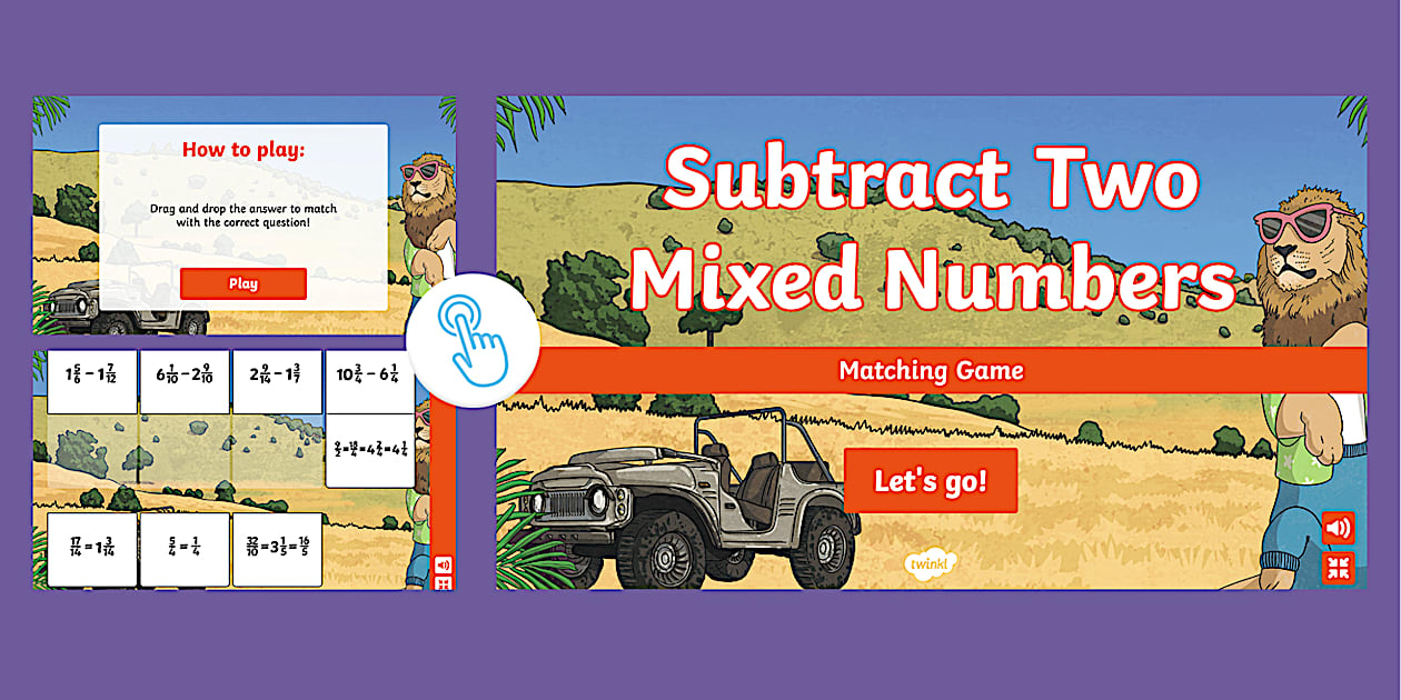 👉 Subtract 2 Mixed Numbers KS2 Matching Game - Twinkl