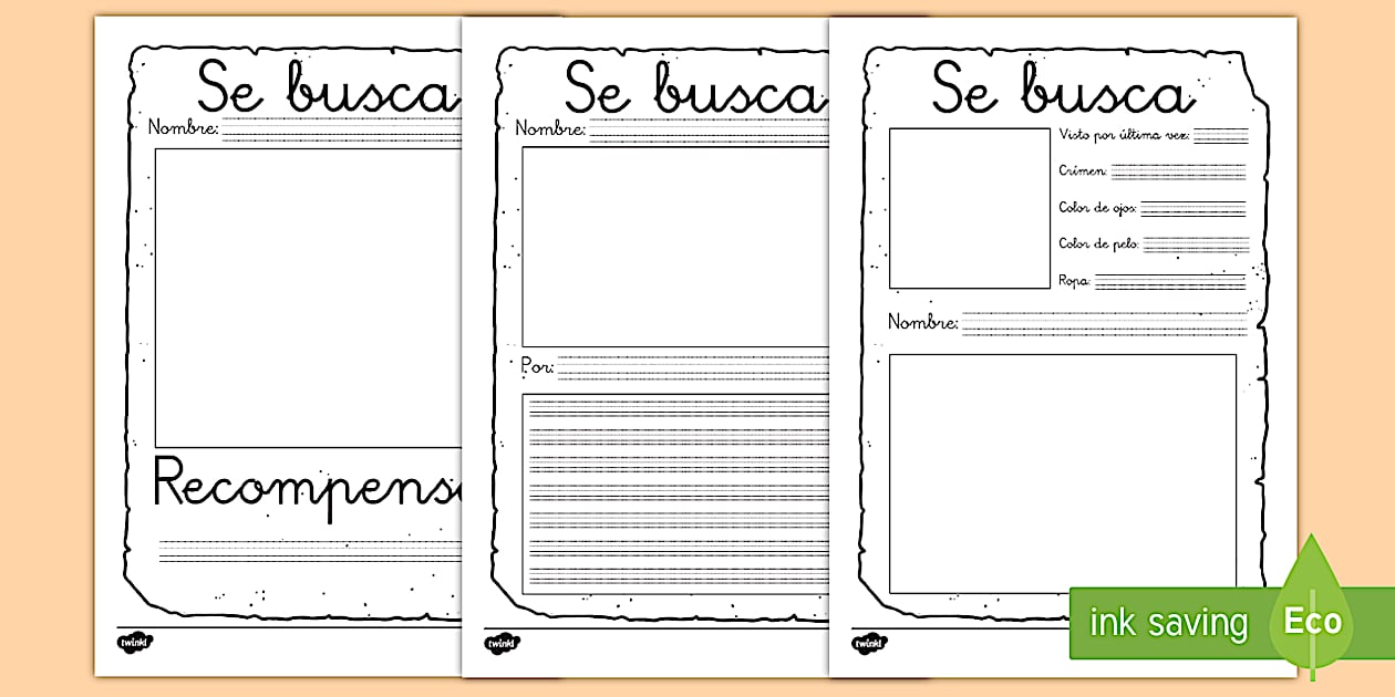 Ficha de actividad: Se busca - Pósters para completar
