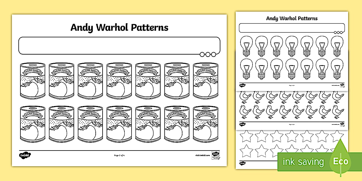 Editable Worksheet Andy Warhol Patterns (teacher made)