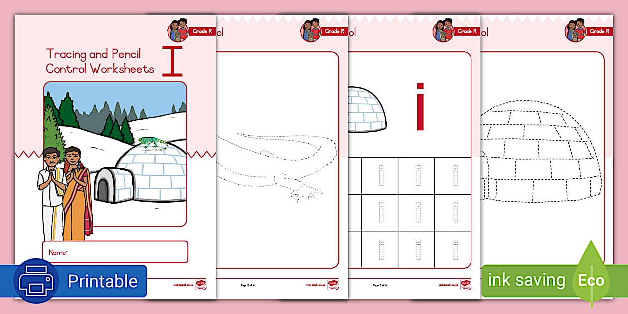 Gr. R Phonics Letter I Tracing and Pencil Control Worksheets