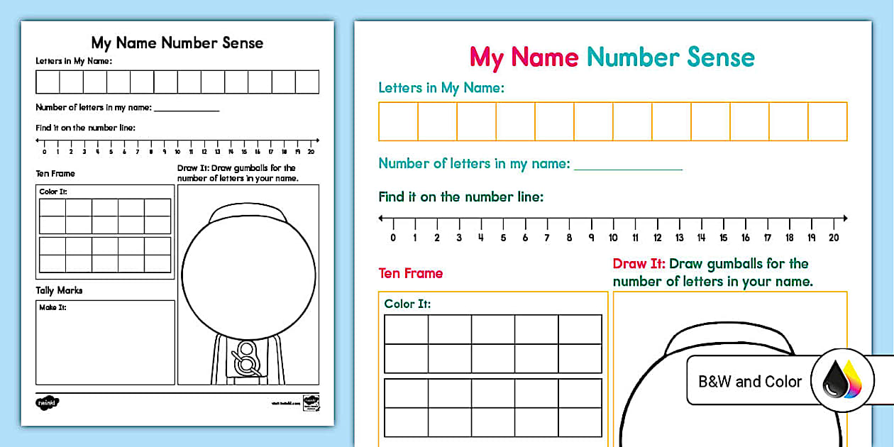 My Name in Numbers: All About Me Number Sense Worksheet