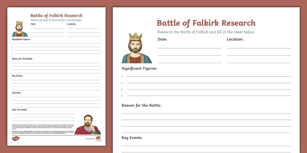 Battle of Falkirk Research Activity Sheet - Twinkl