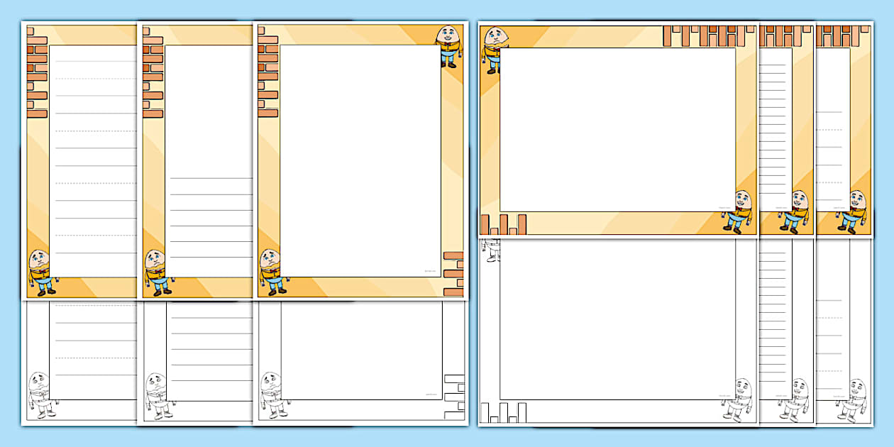 Blank and Lined Journal Writing Pages - Humpty Dumpty Border