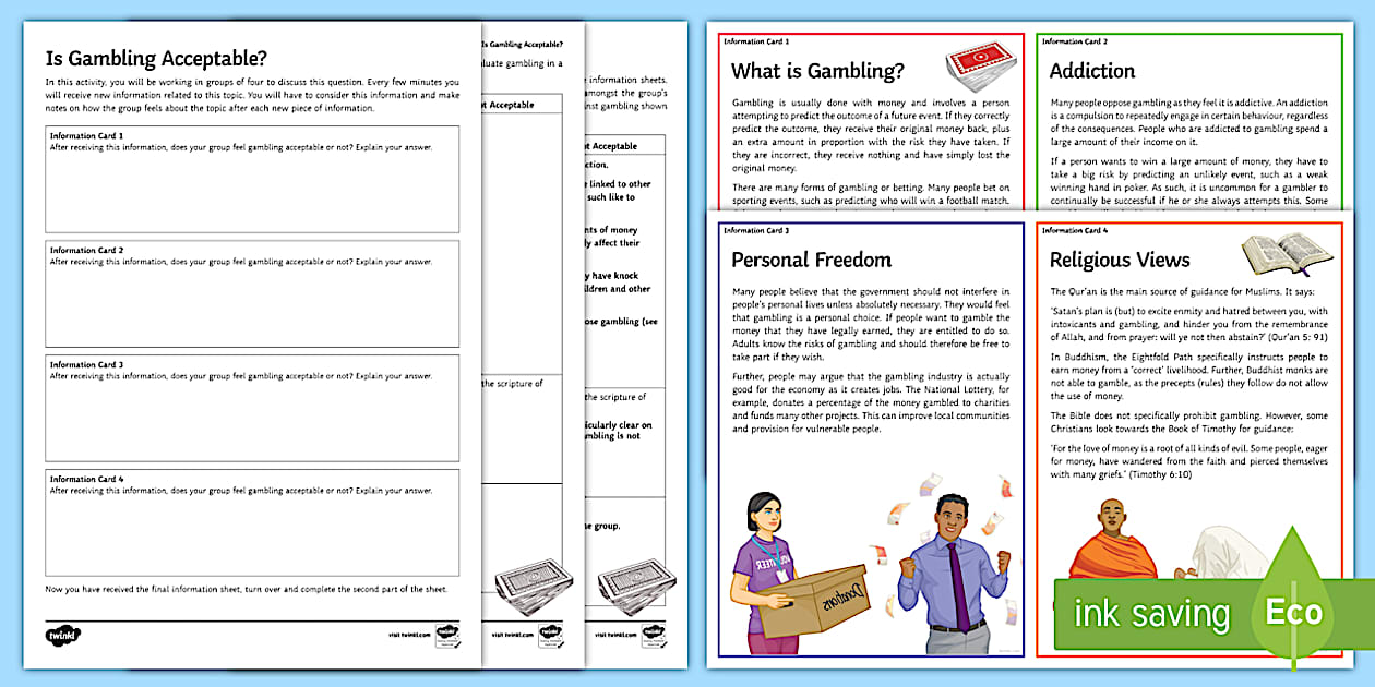 Gambling Worksheet / Worksheets