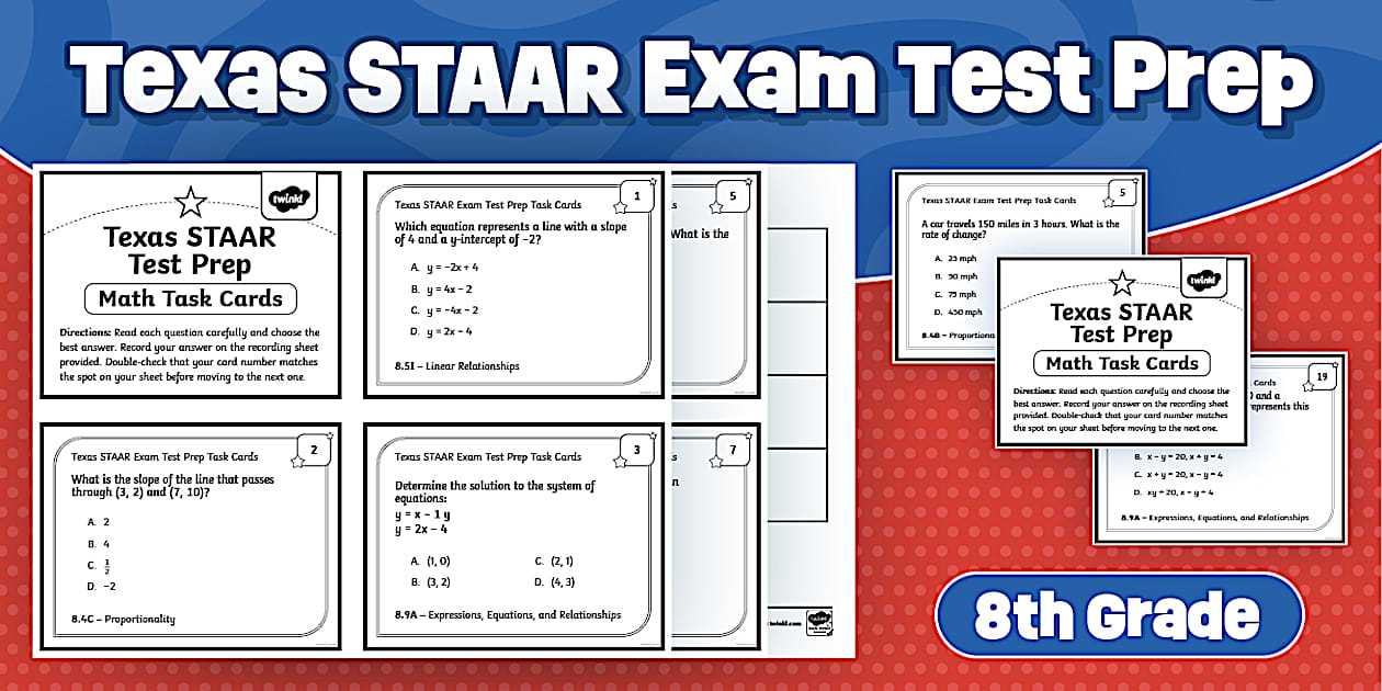Eighth Grade Math Task Cards | Texas STAAR Test Prep