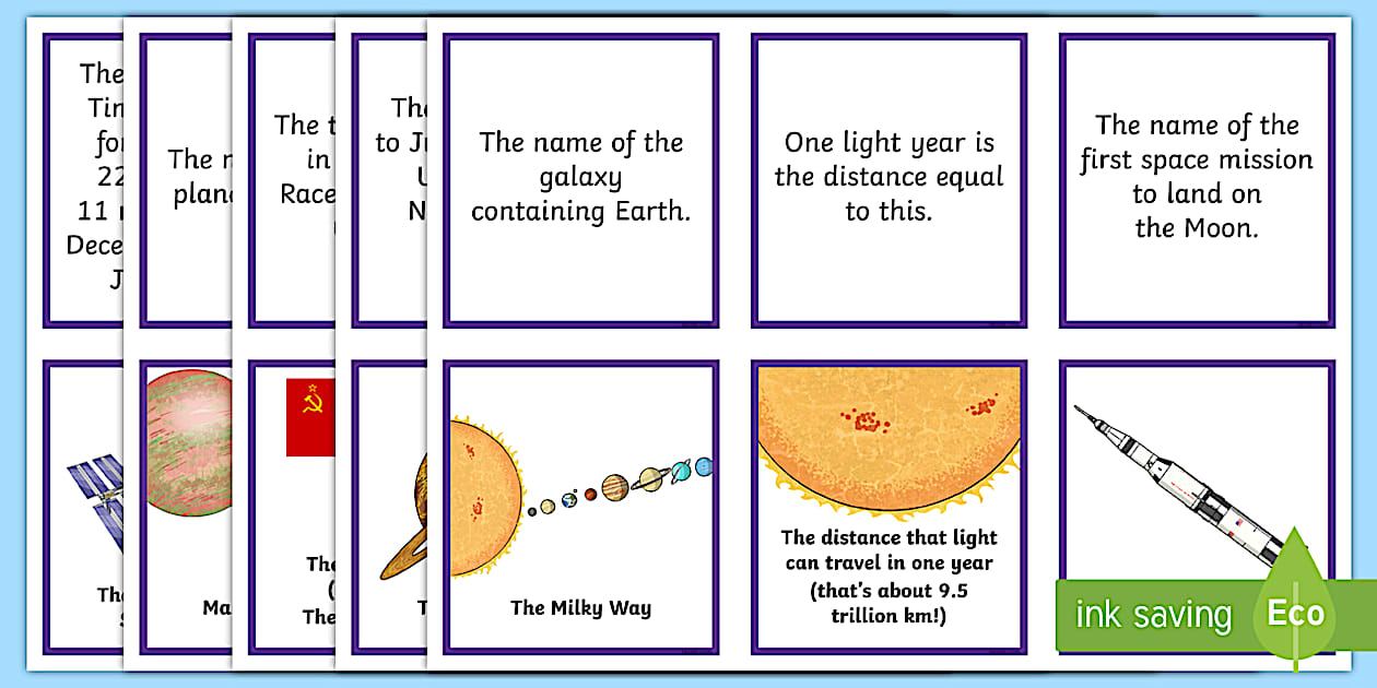 Editable KS2 Space Matching Cards (teacher made) - Twinkl
