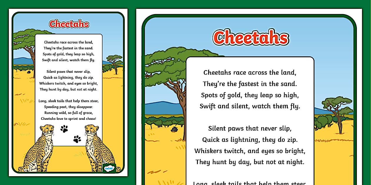 Cheetah Poem Example (teacher made) - Twinkl