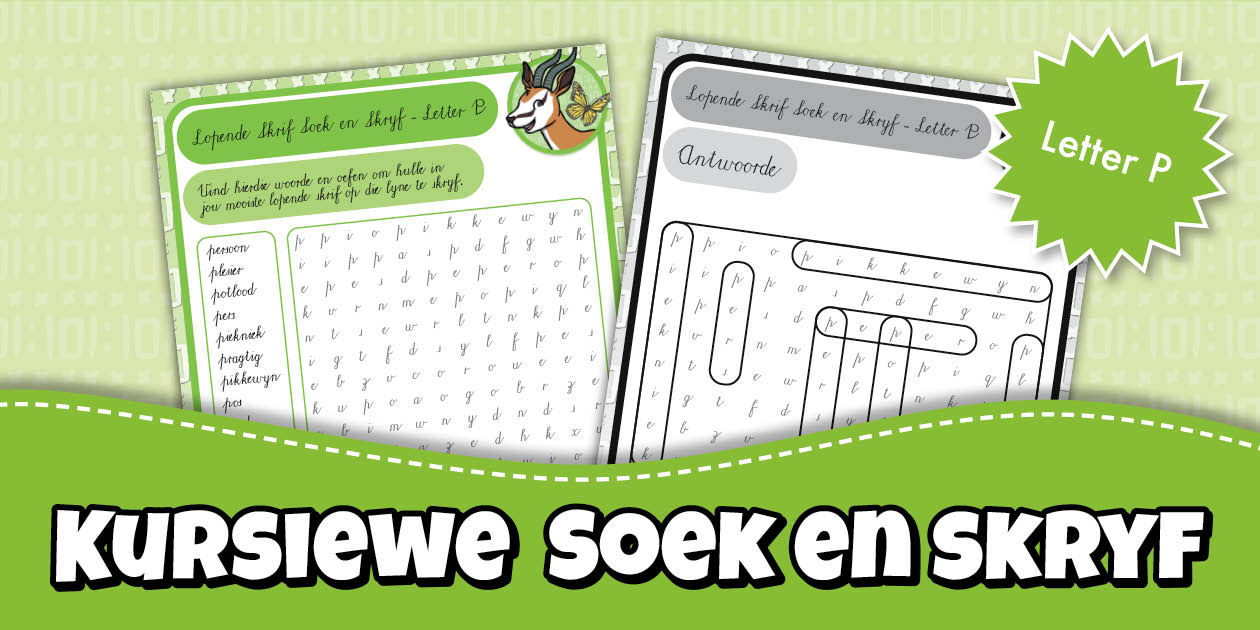 Gr 3 - Handskrif Soek en Skryf: Letter p (KABV-belyn)