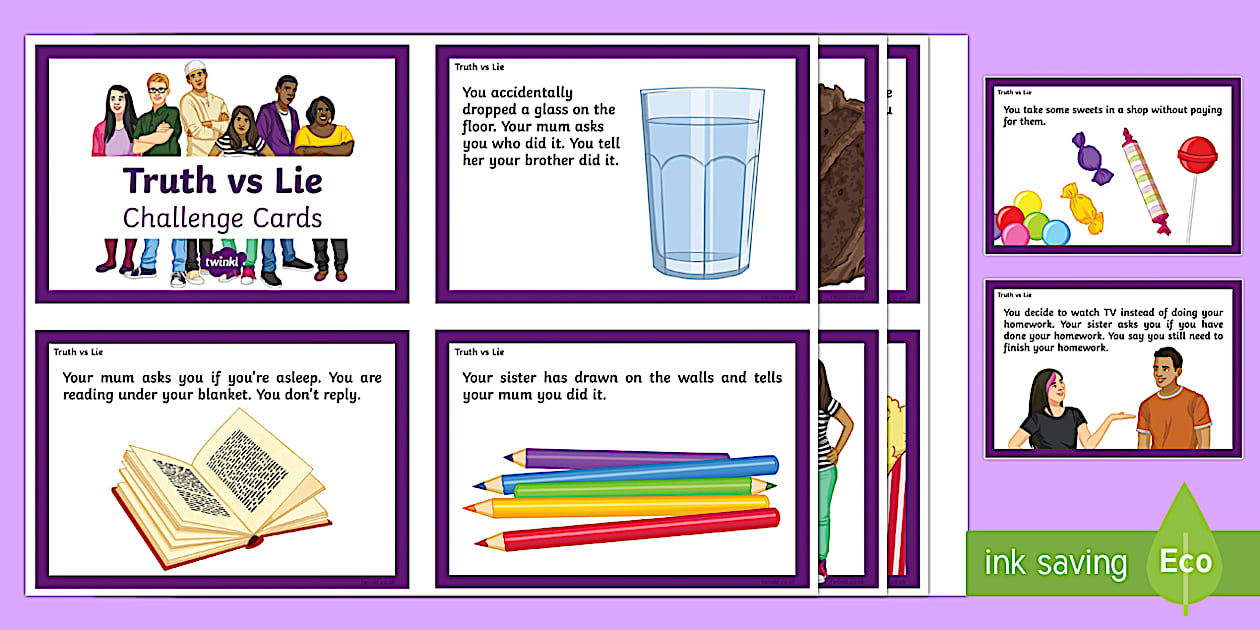 Role-Play on Truthfulness | Truth vs Lie Quiz Cards - Twinkl