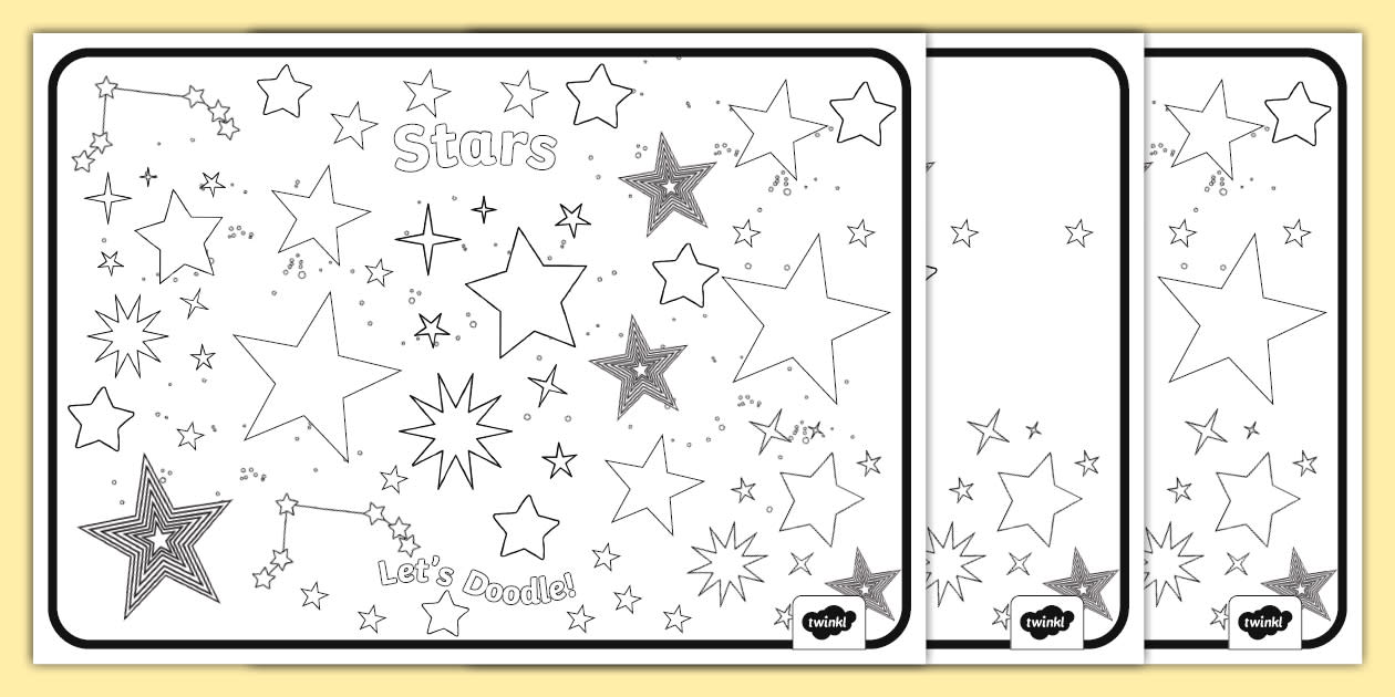 Stars Doodle Colouring Pages - Twinkl - KS1 - Twinkl