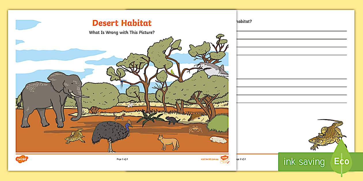 What's Wrong with the Desert Habitat? Worksheet - Twinkl
