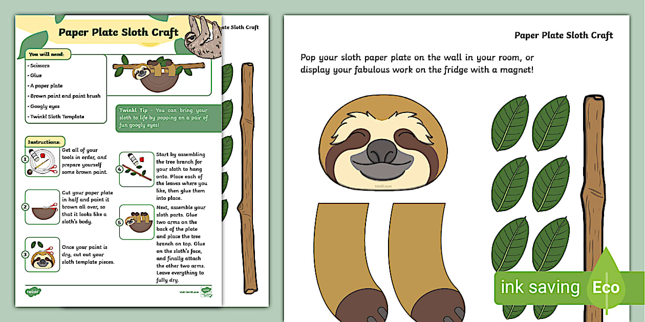 Paper Plate Sloth Craft | Fun and Creative Craft - Twinkl