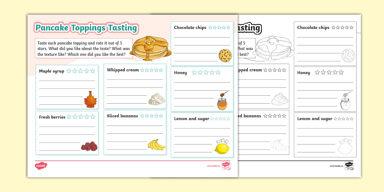 Pancake Toppings Tasting Review Writing Template - Twinkl