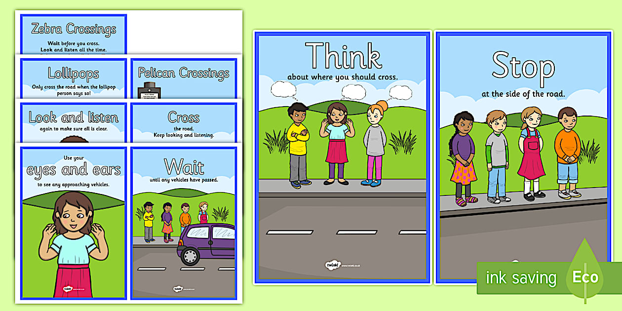 Road Crossing Safety Cards (teacher made) - Twinkl