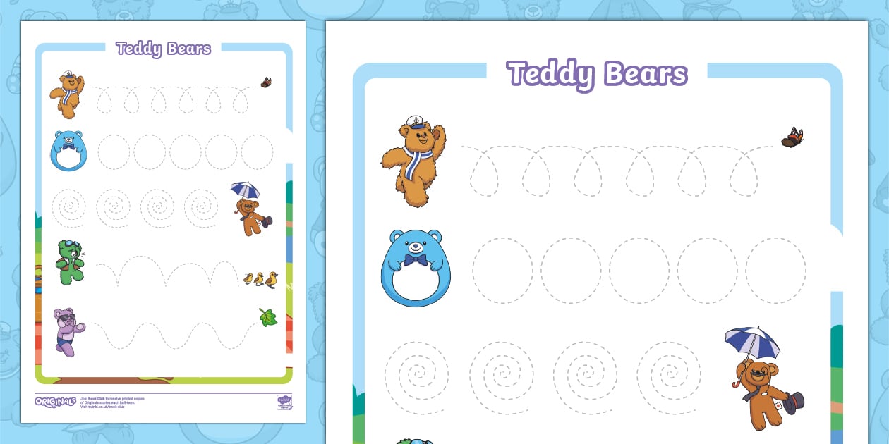 Teddy Bear Pencil Control Worksheet (teacher made) - Twinkl