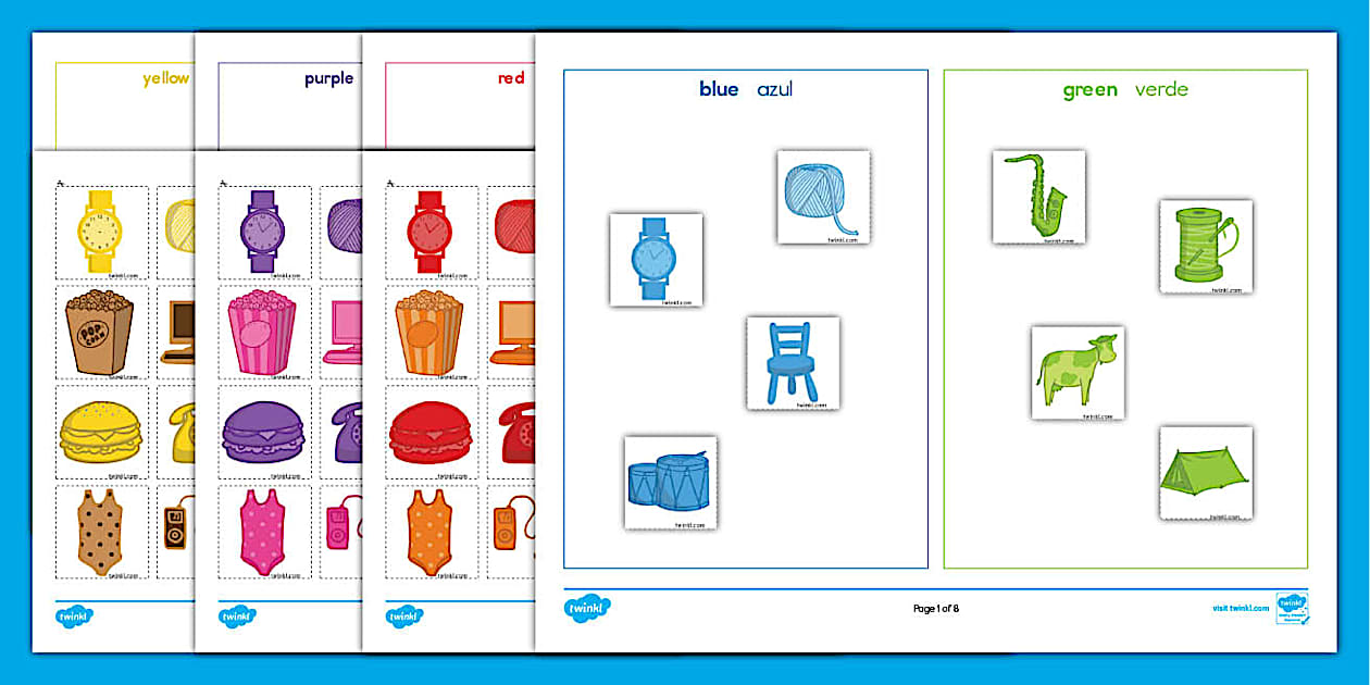 Color Sorting Activity - English/Spanish (teacher made)