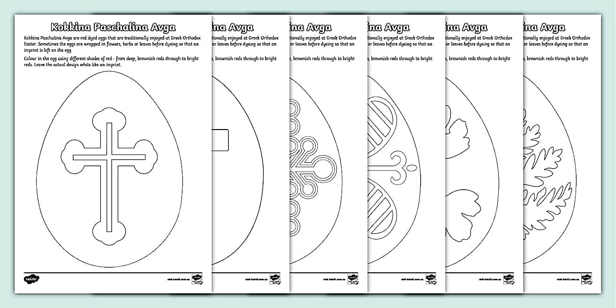 Greek Orthodox Easter - Kokkina Paschalina Avga Colouring Pages