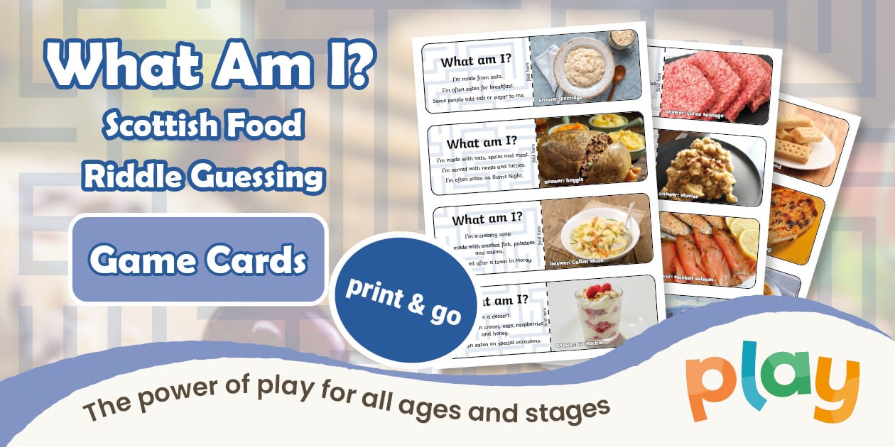 What Am I? Scottish Food Riddle Guessing Game Cards