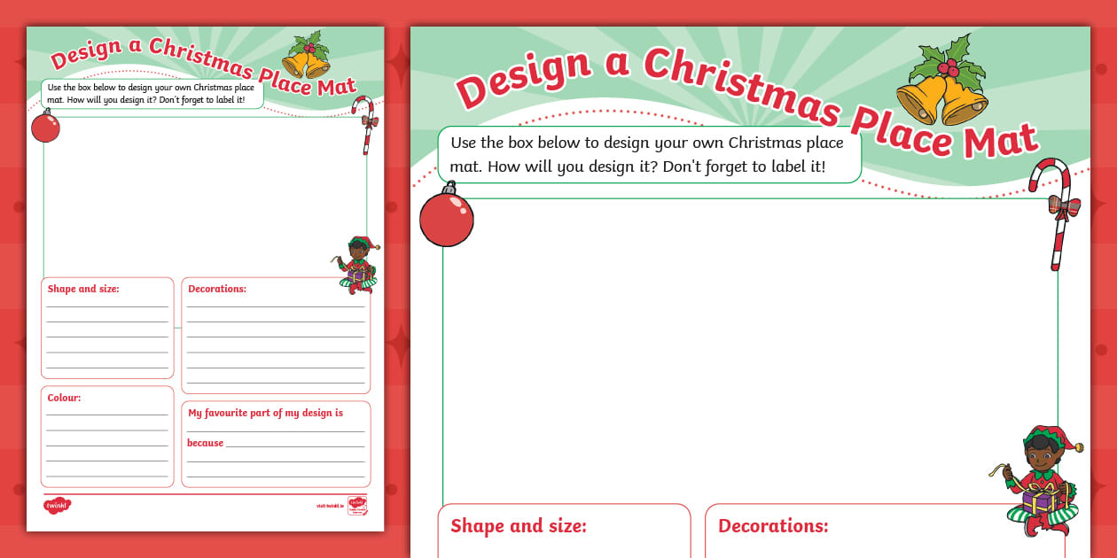 Design a Christmas Place Mat Worksheet - Twinkl