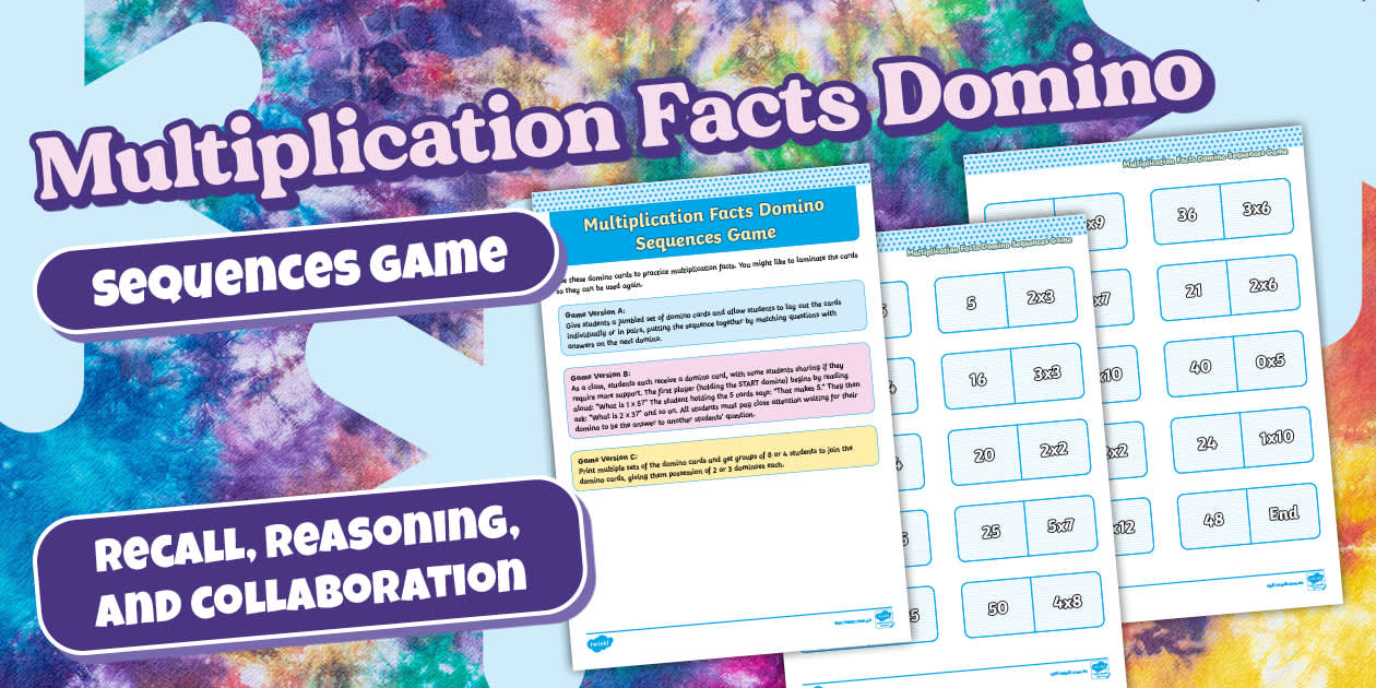 Multiplication Facts Domino Sequences Game