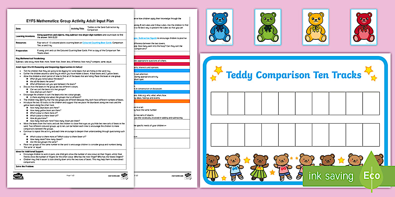 EYFS Maths: Teddies in the Sand-Subtraction by Comparison Group ...