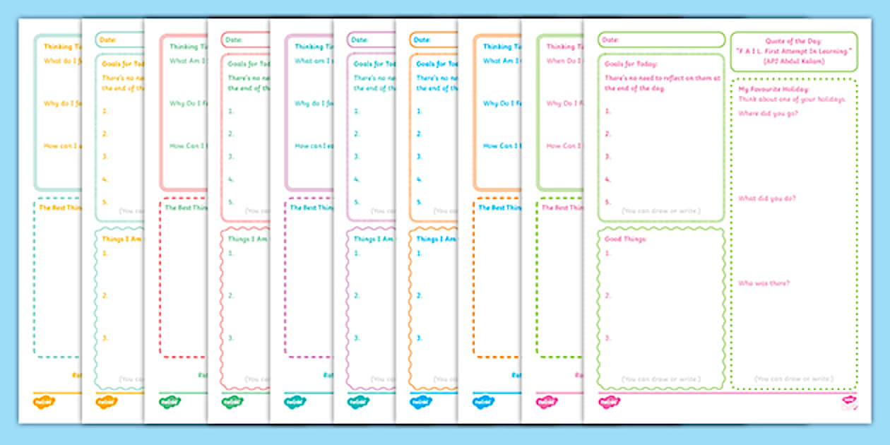 Editable Weekly Wellbeing Journal Pack 2 (7-11) - Twinkl