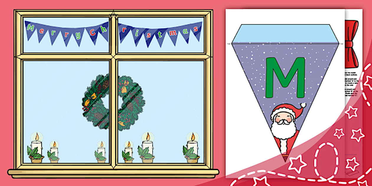 Christmas Wreath Window Display (teacher made) - Twinkl