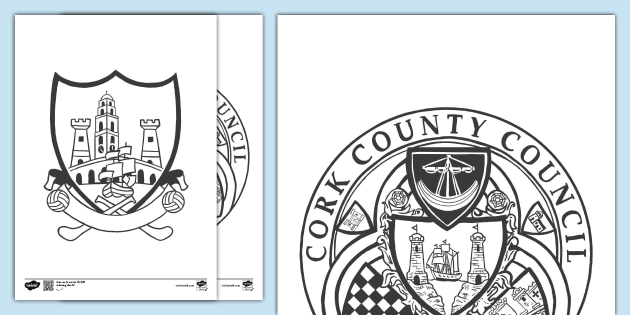 County Cork Crest Colouring Pages (teacher made) - Twinkl