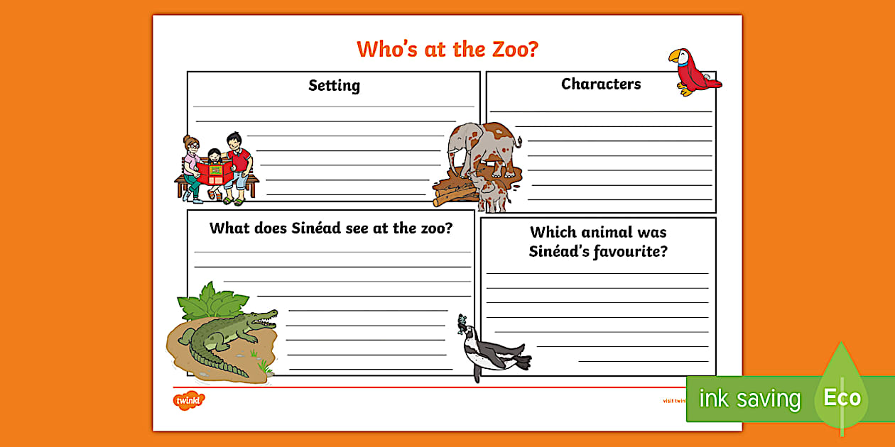 Black and White Who's at the Zoo? Story Map Worksheet