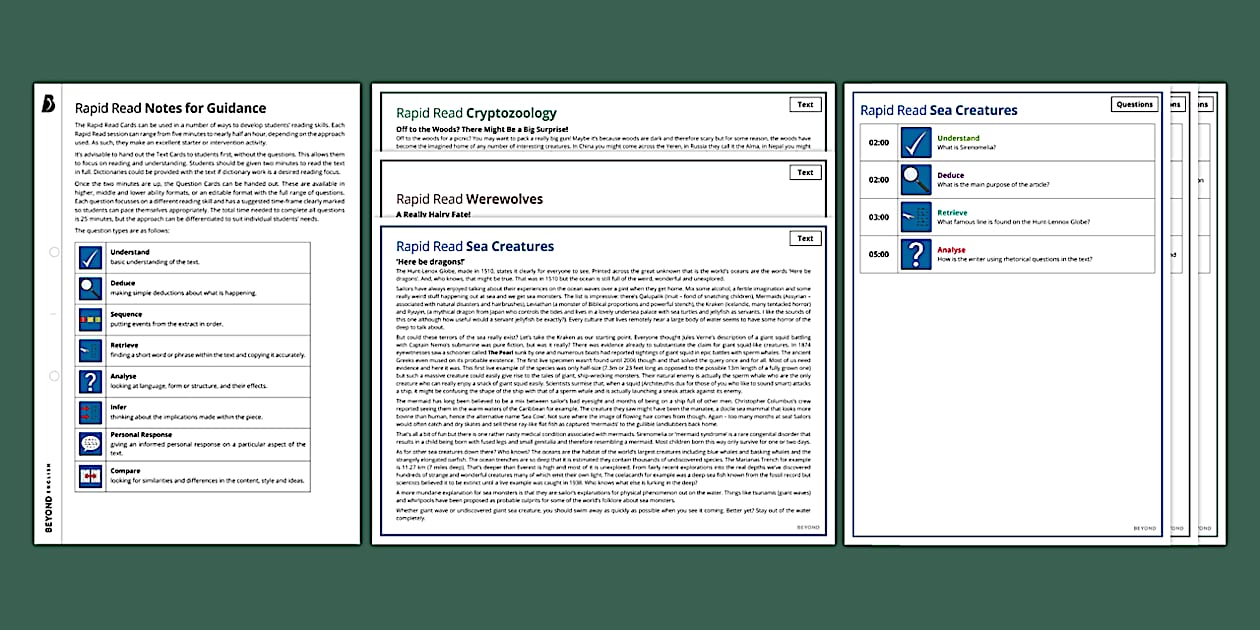 Editable Rapid Reading Comprehension: Monster Science Part 2