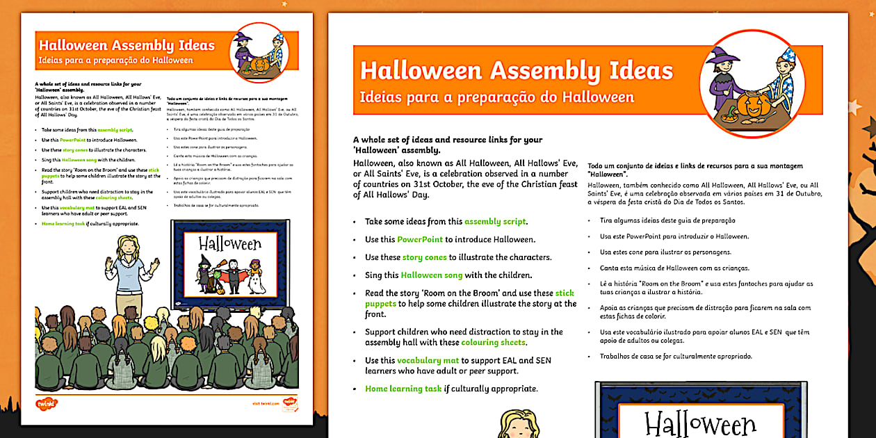 Halloween Assembly Ideas English/Portuguese (Teacher-Made)
