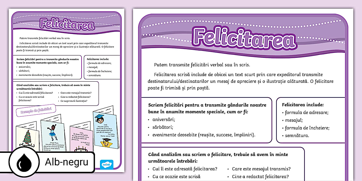Felicitarea – Planșă (creat de profesori) - Twinkl