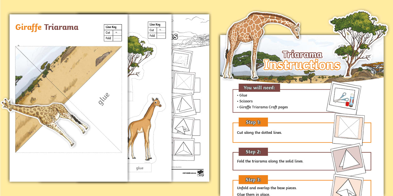 Giraffe Triarama Craft - Twinkl Arts and Crafts - Twinkl