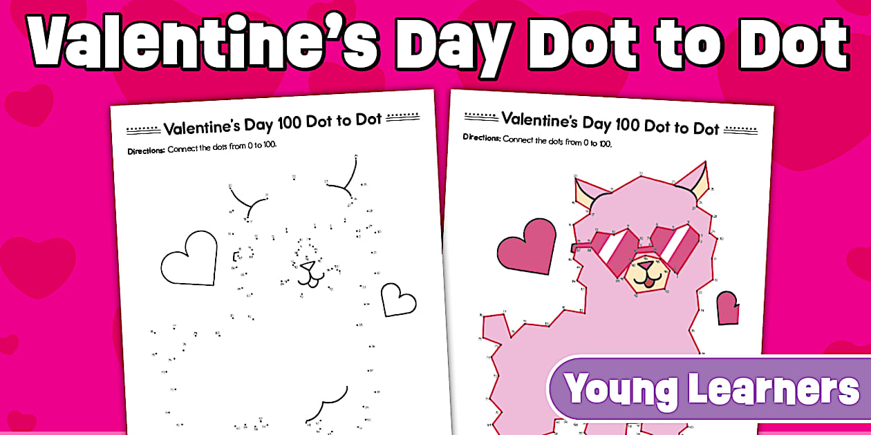 Valentine's Day 100 Dot to Dot Worksheet
