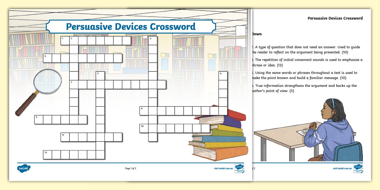 Persuasive Devices Crossword | Twinkl Resources - Twinkl