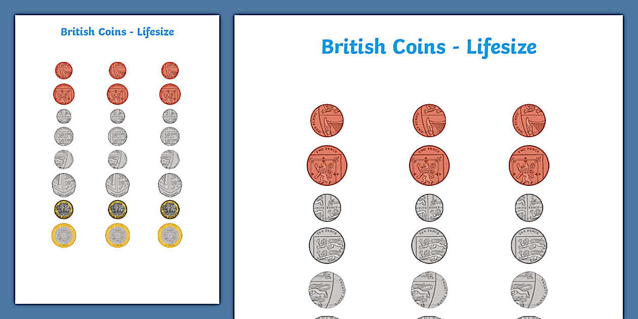 British Lifesize Role Play Coins - Primary Resource - Twinkl