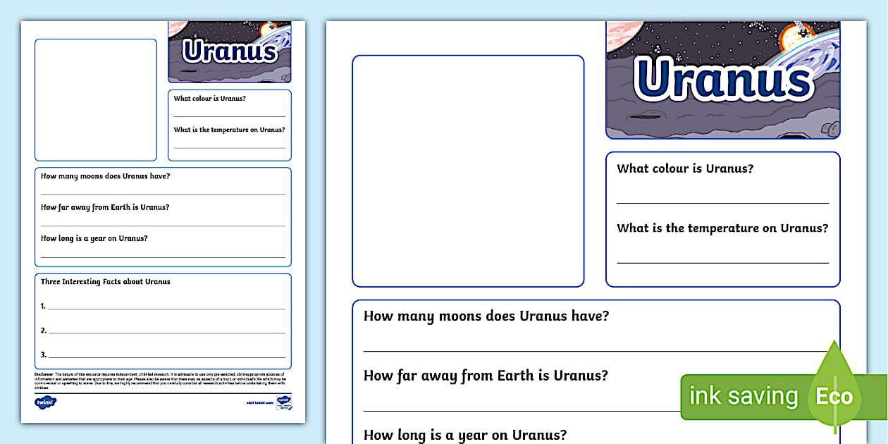 Uranus Facts Worksheet (teacher made) - Twinkl