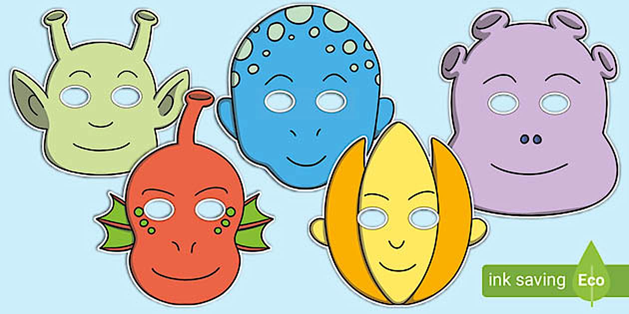 Alien Mask Template Pack | Space Role Play | EYLF - Twinkl