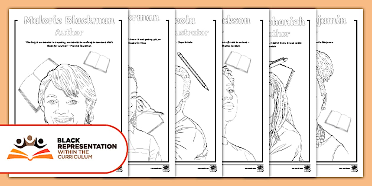 KS2 Black Authors and Illustrators Colouring Sheets - Twinkl