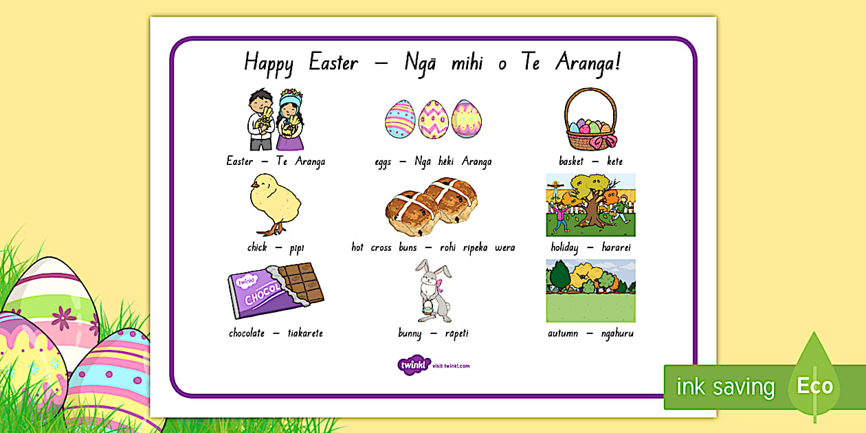 New Zealand Easter Word Mat - English/Te Reo Māori - Twinkl