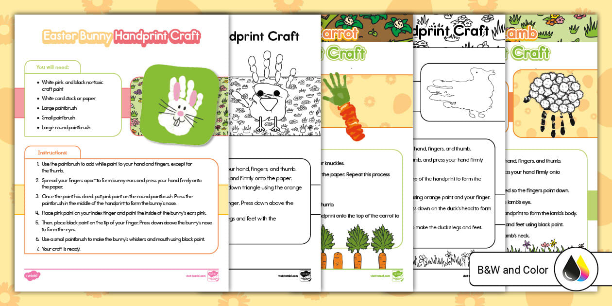 Easter Handprint Craft Pack (Teacher-Made) - Twinkl