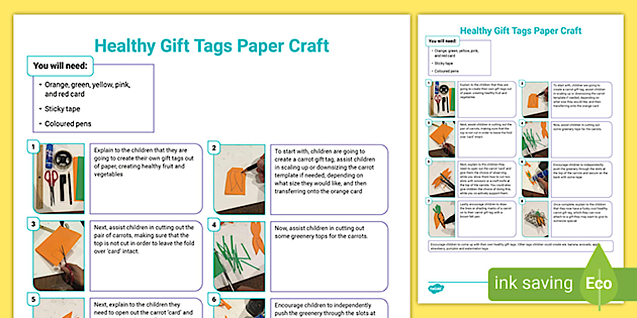 Healthy Gift Tags Paper Craft - Twinkl