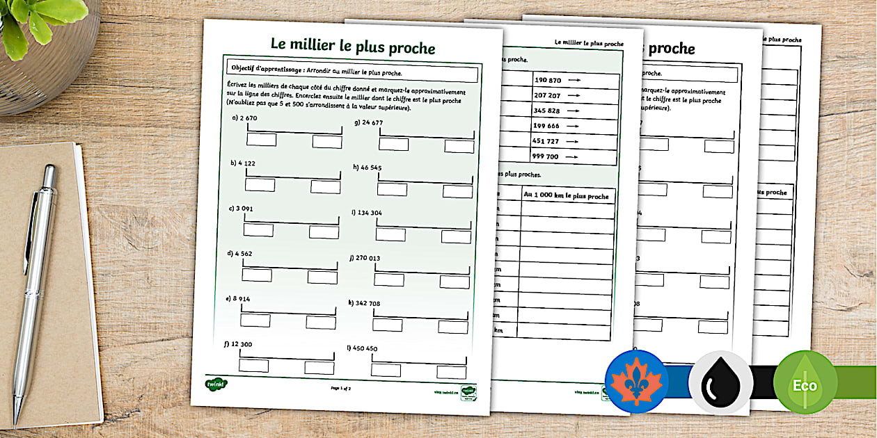 Numbers in French 1-1000 | Nearest 1000 Editable Activity