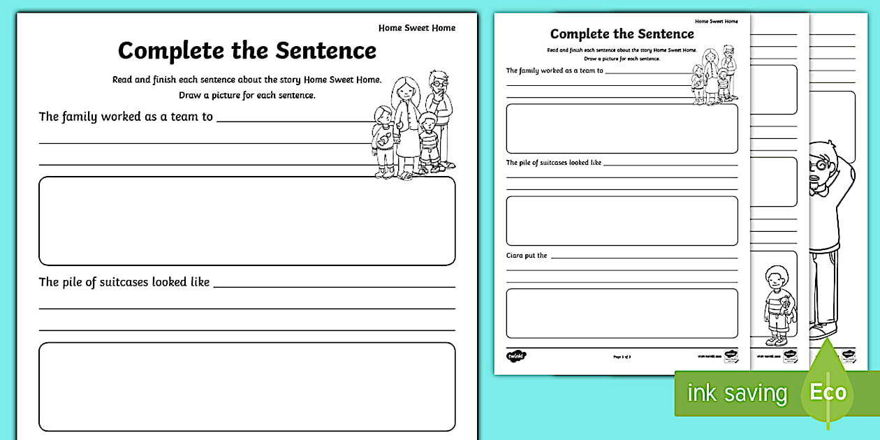 Home Sweet Home Complete the Sentence Writing Activity
