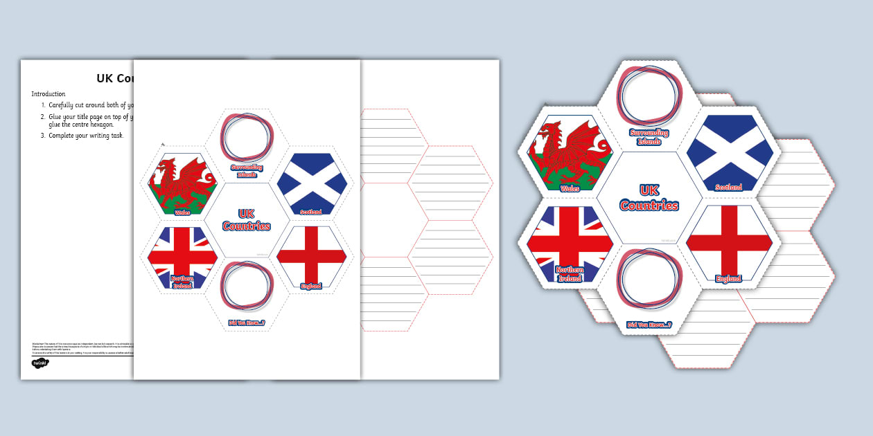 UK Countries Hexagon Writing Template (teacher made)