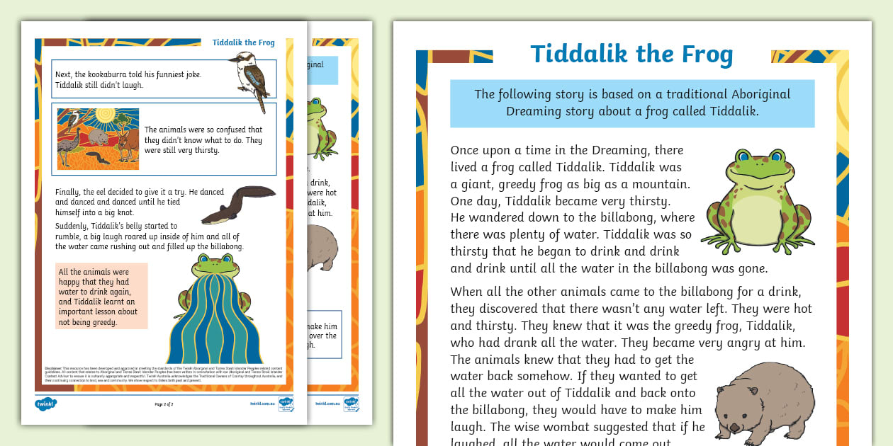 Tiddalik the Frog Story - Aboriginal Dreaming - Australia